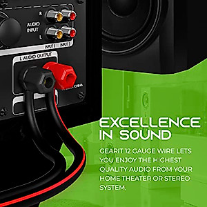 12AWG Speaker Wire, GearIT Pro Series 12 AWG Gauge Speaker Wire Cable (50 Feet / 15.24 Meters) Great Use for Home Theater Speakers and Car Speakers Black