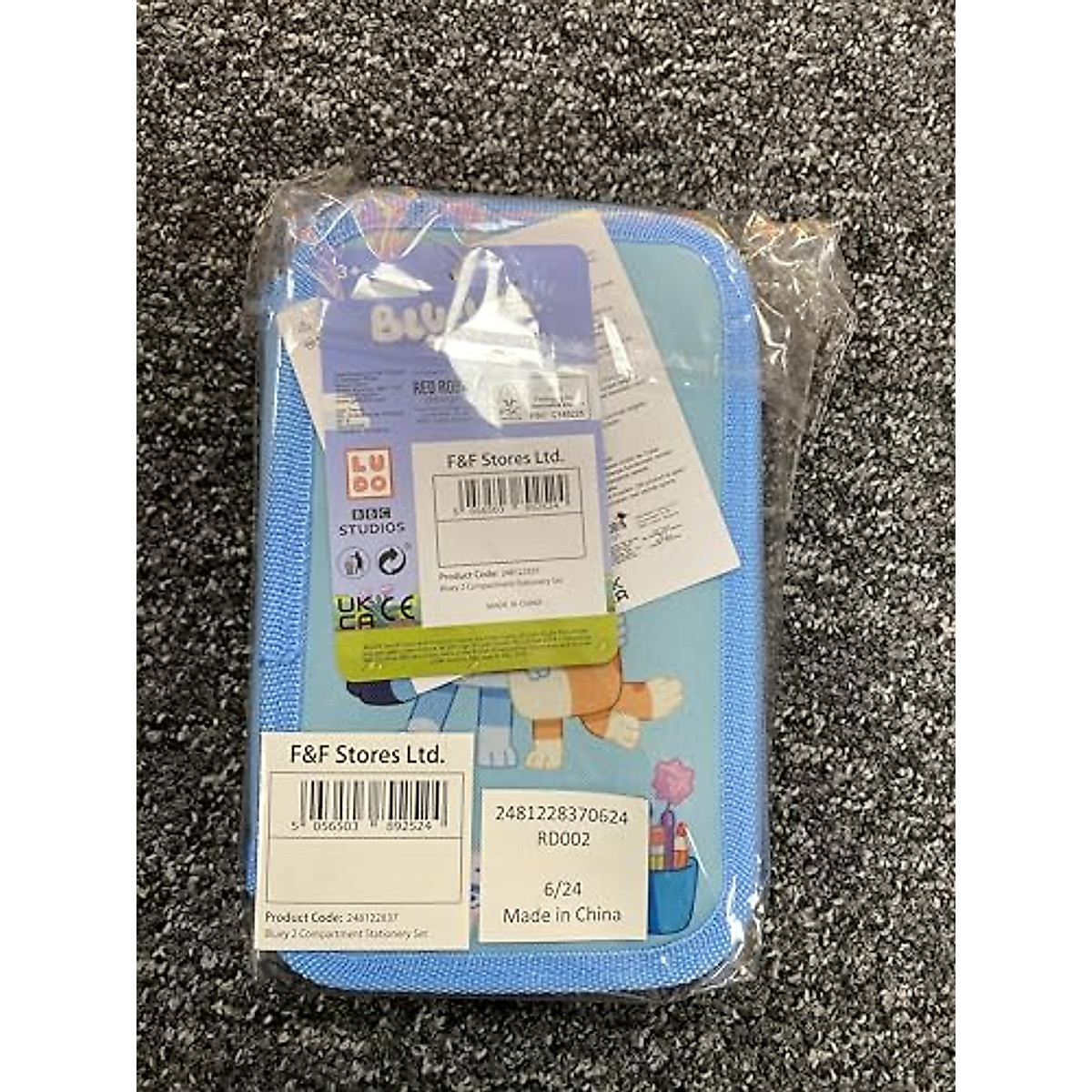 Bluey Filled Pencil Case for Kids with 2 Compartments, Stationery Included - Primary School Supplies