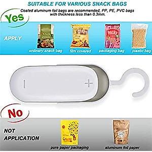 Mini Bag Sealer 2-in-1, Heat Sealer,Handheld Heat Vaccum, Portable Heat Vacuum Sealers with Hook, Heat Sealer with Cutter For Plastic Bags and Food, Mini Portable Sealer for Snacks, Resealer Machine Keep Food Fresh, Battery Not Included