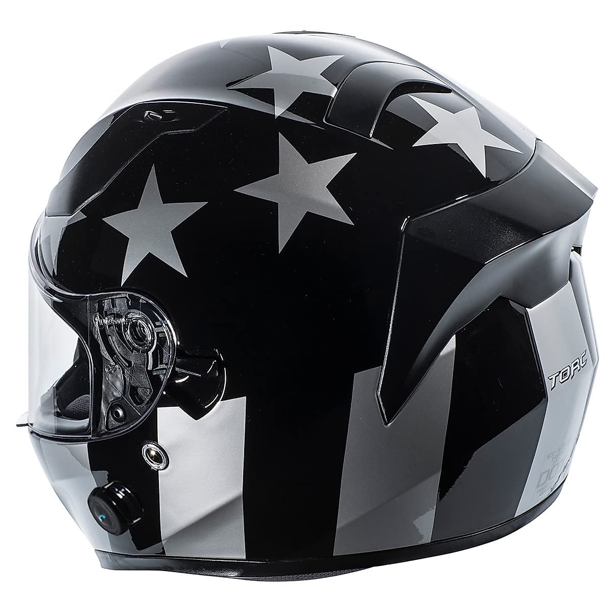 TORC T15B Bluetooth Integrated Full Face Motorcycle Helmet With Graphic (Gloss Black Captain Shadow,Medium)