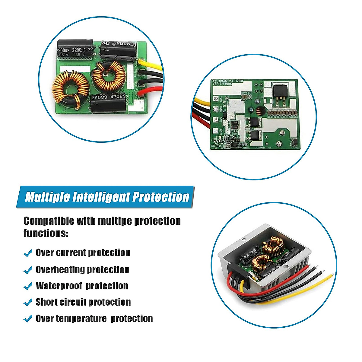 48V Step Down to DC 12V 20A 240W DC/DC Converter Regulator Buck Reducer Waterproof for Golf Cart Club Car LED Strip Light