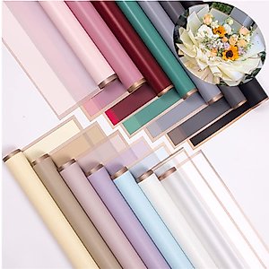 JOSON 30 Sheets /15 Colors Waterproof Gold Edge Flower Wrapping Paper,Florist Bouquet Supplies,DIY Crafts,Gift Packaging or Gift Box Packaging, 23x23Inch