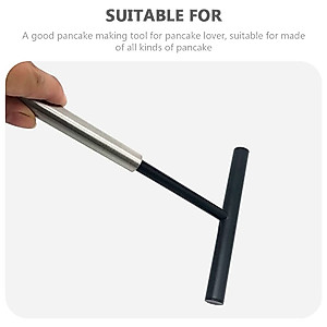 Operitacx Metal Crepe Spatulas Crepe Spreader T- Shape Stainless Steel Crepe Maker Batter Spreader Pancake Spreader Crepe Tools For Kitchen Home Crepe Rake (4.84 x7.67 inch)