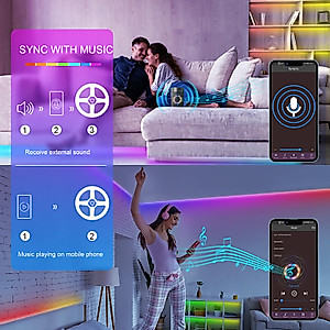 HBOWMDJIA 100ft Led Lights for Bedroom, Led Strip Lights Music Sync Corlor Changing, Led Light Strip with Remote & App Control RGB Strip, Led Lights for Room Dorm Home Classroom Ceiling Decor