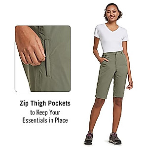 BALEAF Women's Hiking Shorts Bermuda Long Knee Length Quick Dry Stretch Elastic Waist for Camping, Travel Sage Green Size L