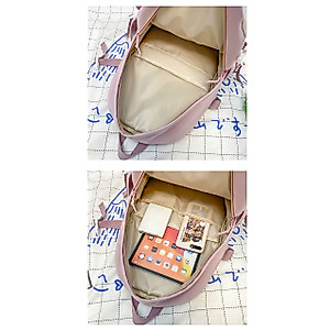 vfdgsaz Cute Kawaii Backpack with cute card plush pendant,Lovely Pastel Rucksack,Aesthetic backpack for girls and teens (blue,one size)