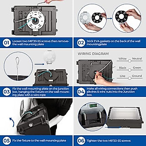 CINOTON 90W UL Listed 12000LM Outdoor Led Wall Pack Light with Dusk-to-Dawn Photocell Sensor, IP65 Waterproof 5000K Daylight Wall Mount Lights, Support 110-277V AC Power Replace [400W HID/HPS]