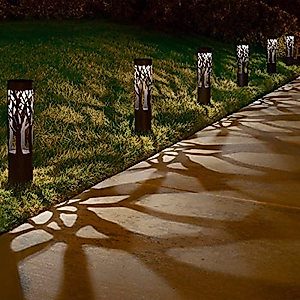 Upromax Outdoor Removable Solar Bollard Landscape Path Lights for The Garden, Patio, Walkway, Yard, and Backyard w/ 6 Solar Lights Set, LED, Waterproof, Easy Assembly. Black.