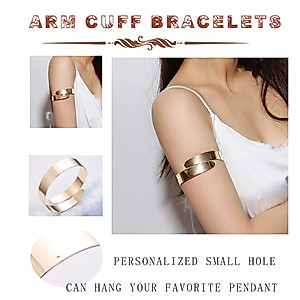 HANPABUM Women Gold Tone Choker Necklace and Cuff Bangle Bracelet Jewelry Set Exaggerated Punk Style (A:Gold Tone)