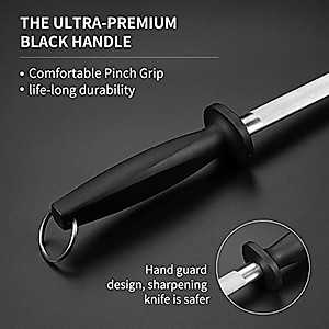 KONOLL Professional Honing Rod, Knife Steel Magnetized for Safety. With an Oval Handle for a Firm Grip and is Built For Daily Use, Perfect for Chefs and Home Cooks