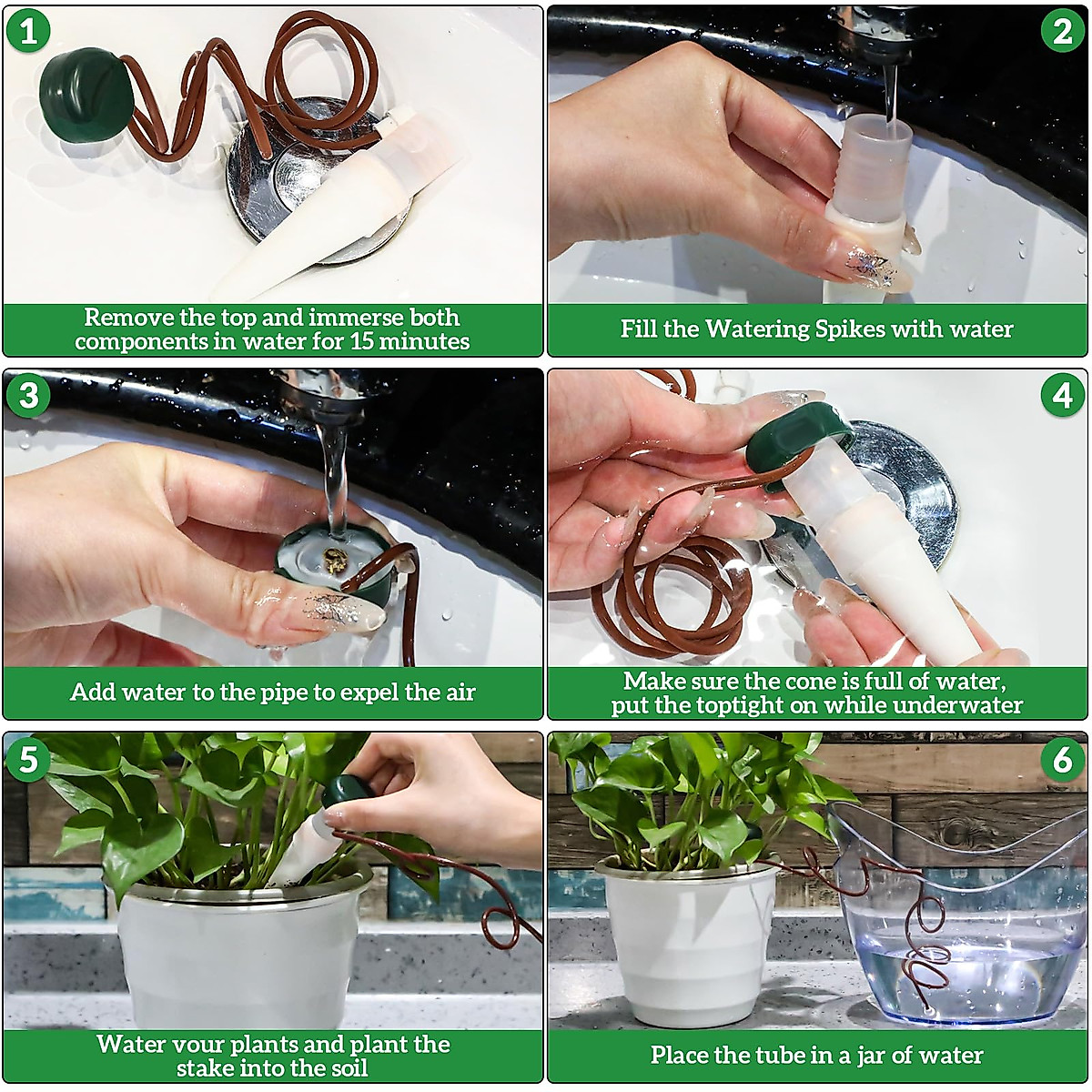 16 Pack Plant Self Watering Stakes Insert Automatic Watering Devices Self Watering Spikes Indoor Outdoor Plant Watering for Vacation