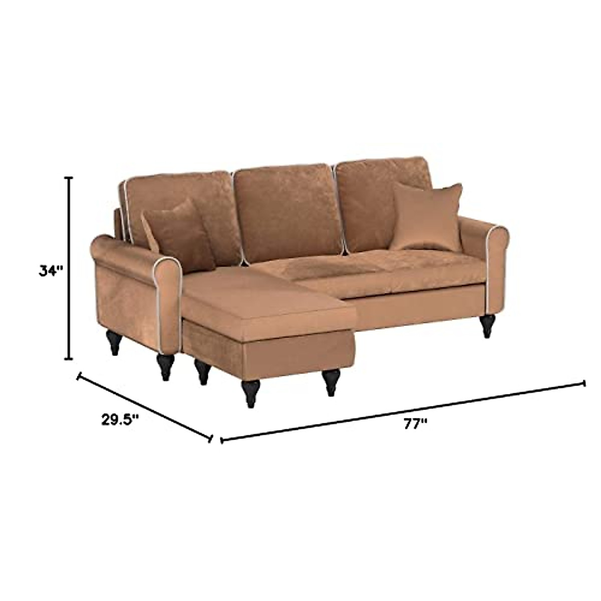 Divano Roma Furniture Classic Sectional, Champaign