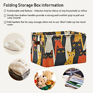 SDMKA Cartoon Cats Pattern Storage Baskets Foldable Fabric Baskets Large Storage Bins for Organizing Shelves Closet Home, Decorate Your Rooms