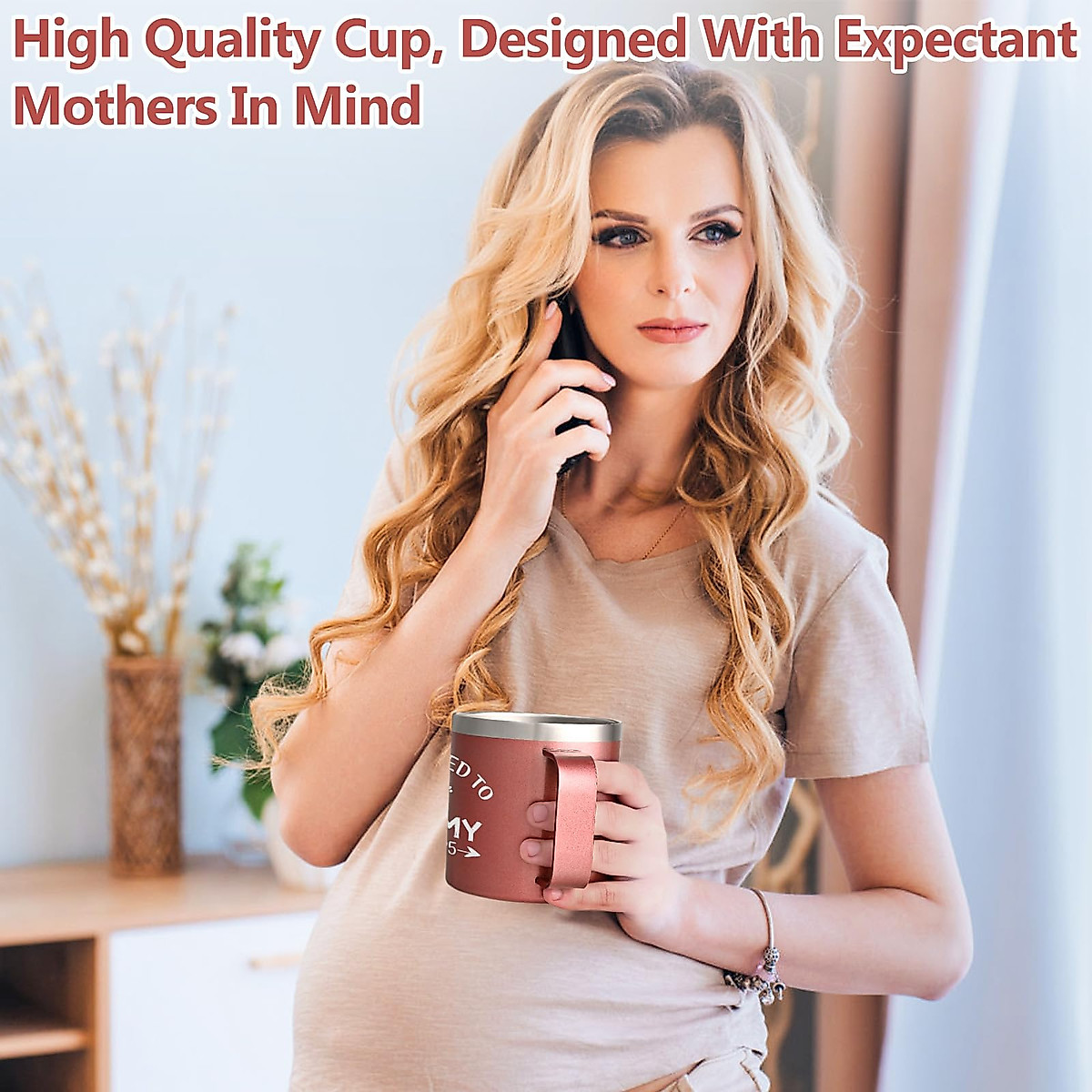 GINGPROUS New Mom Gifts, Promoted To Mommy Est 2025, 14oz Insulated Stainless Steel Coffee Mug, Mothers Day Gifts for New Mom To Be, First Time Mama, Mother, Mommy Pregnancy, Baby Shower, Rose Gold