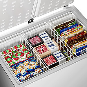 lonpute 17.5'' Chest Freezer Organizer Basket, Sturdy Metal Wire Pantry Freezer Basket, Deep Freezer Basket Storage Rack Bins, White, Set of 2