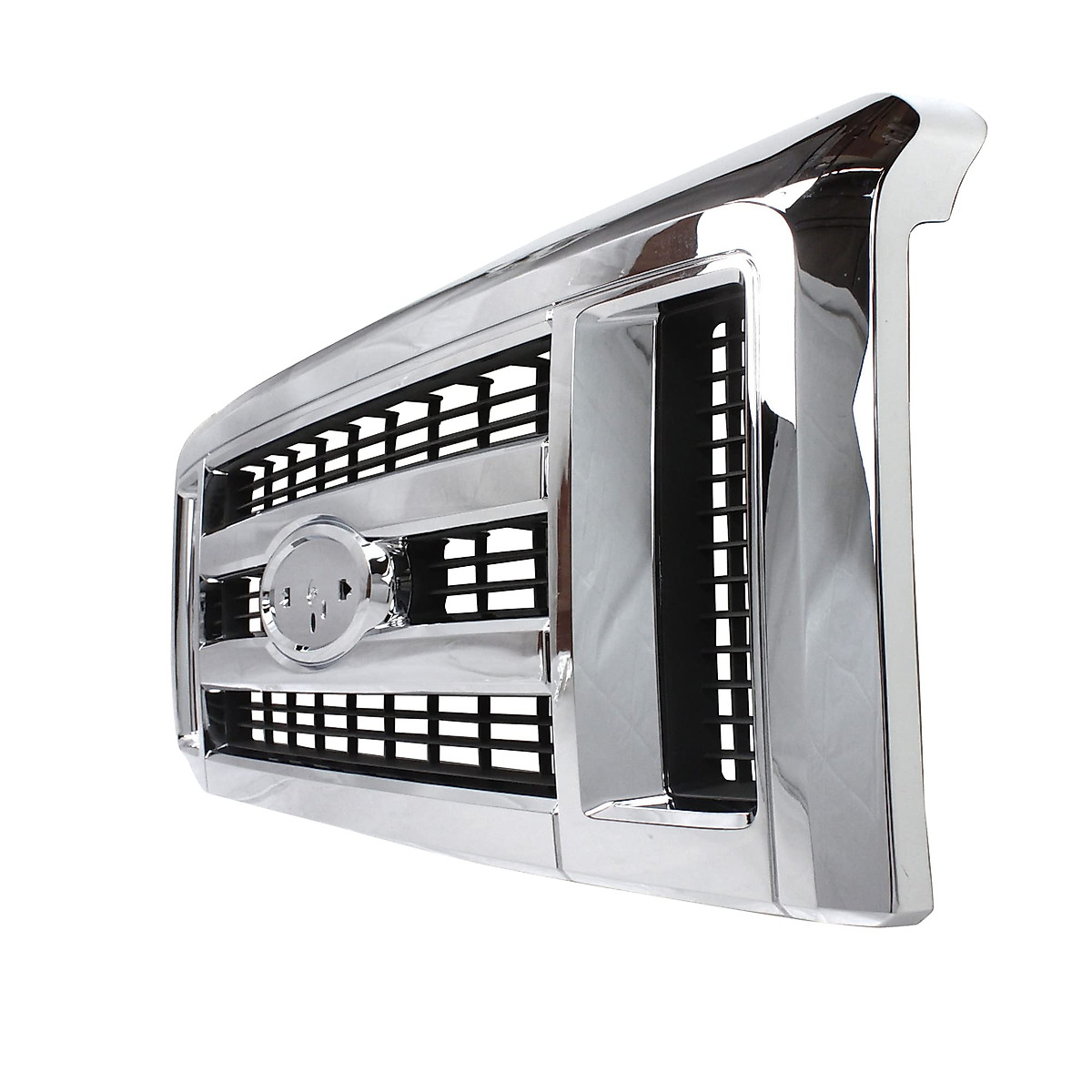 Evan Fischer Grille Assembly Compatible with 2008-2014 Ford E-150, Fits 2008-2014 Ford E-250, Fits 2008-2019 Ford E-350 Super Duty Plastic, Chrome Shell/Painted Gray Insert