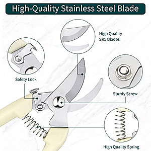 QIIYCCE Garden Shears,Lightweight Stainless Steel Bypass Pruning Shears，Sharp Garden Scissors For Pruning, Fruits, Flowers, Plants (1 PACK)