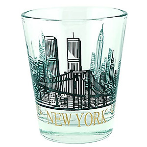 Torkia - Brooklyn Bridge wNew York Skyline - Design - Shot Glass - 1.5oz (Clear), Small