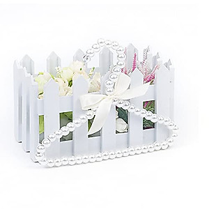 5 Pack Mini Pearl Baby Pets Small Clothes Hangers, Lovely Faux Pearl Beaded Elegant Garment Clothes Hangers with Ribbon Bowknot for Pet Dog Cat Baby Kids Children (White)