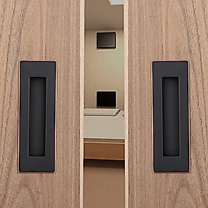 Sehrgut Flush Pull Handle (2 Pack) 6" Rectangular Plated Oil Rubbed Bronze, Free of Sharp Edge, for Sliding Pocket Barn Door or Cabinet