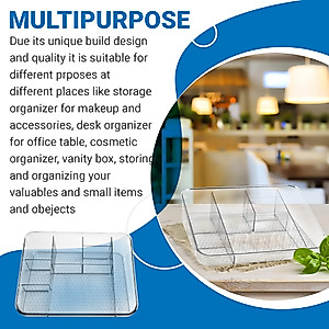 Toughty Drawer and Desk Organizer Tray with 8 Compartments Clear Acrylic for Makeup Organizer for Vanity, Drawer Organizers Office, Office Desk Accessories Desk Organizer Tray