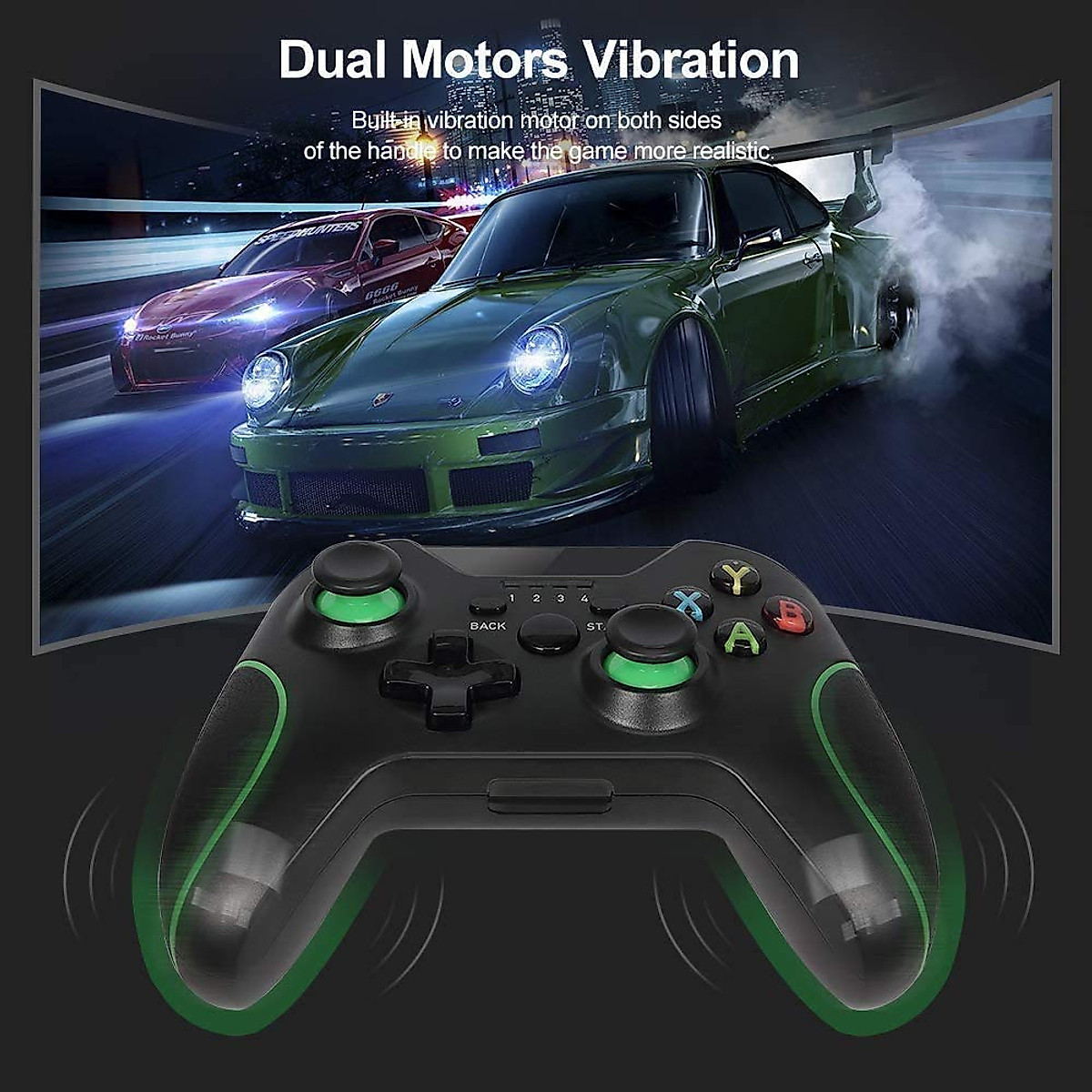 Controller for Xbox One, Game Controllers Compatible with Xbox One S, One X, One Elite, PS3, PC (Black)