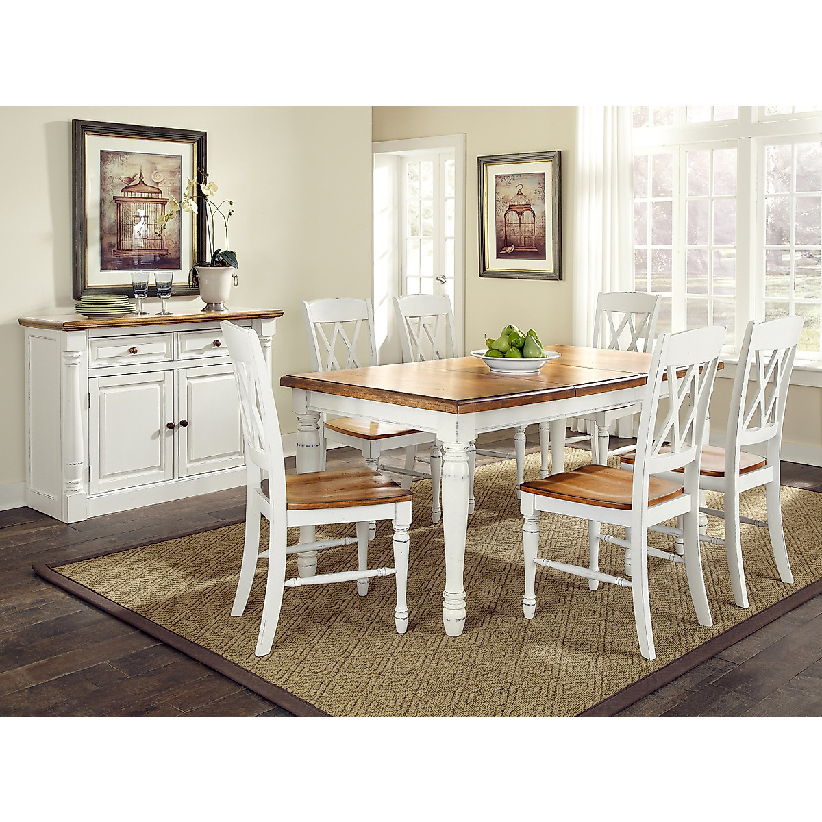 Monarch White/Oak 5Piece Dining Set by Home Styles, 7 Piece