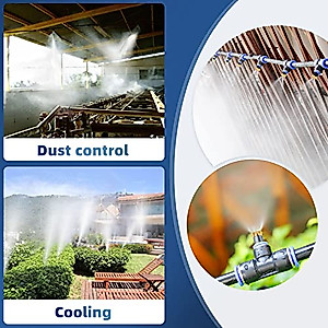 79FT 24M Misting Cooling System Misting Line + 24 Mist Nozzles + 1 Adapter Outdoor Water Mister Kit for Patio Greenhouse Garden Fan Trampoline Waterpark