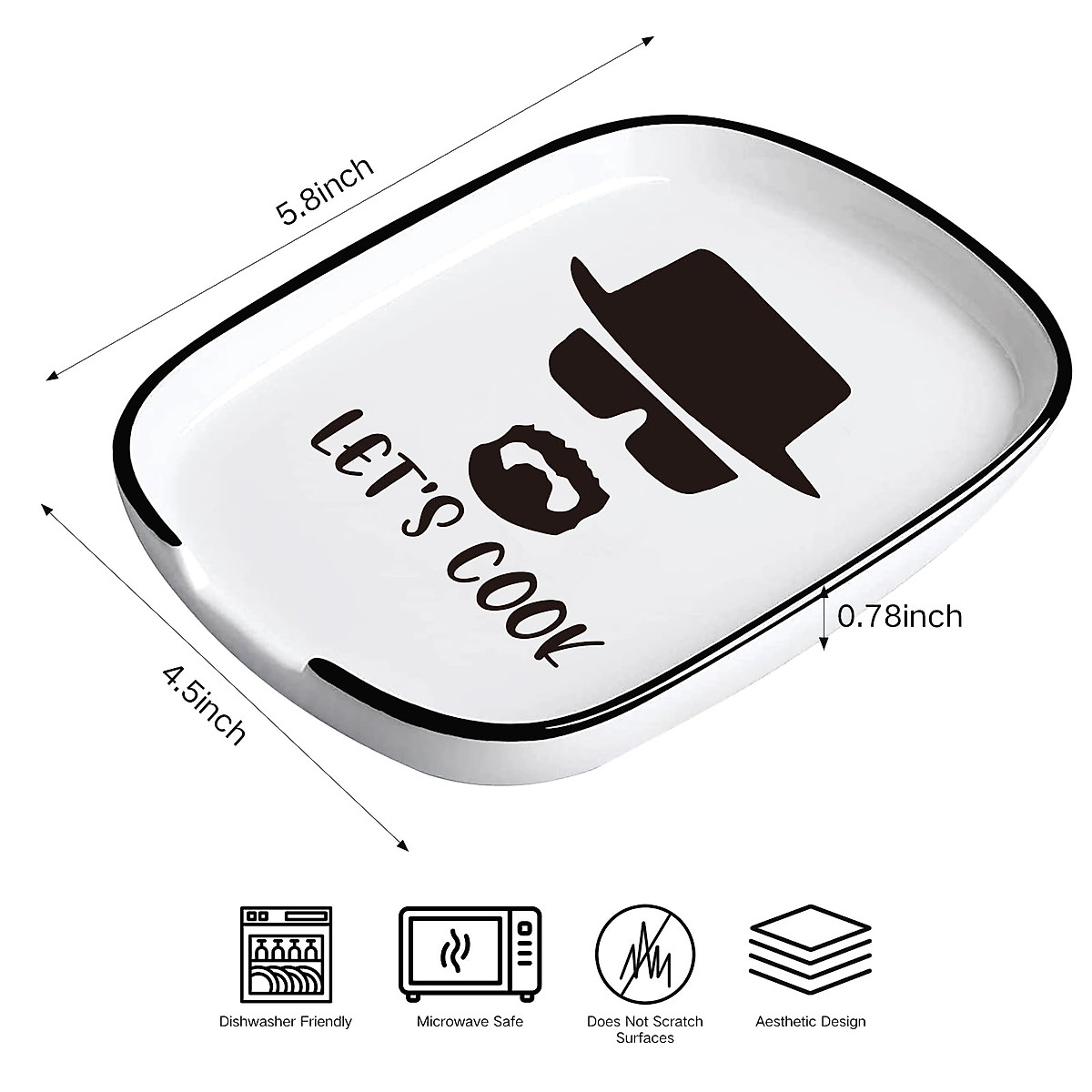 Remifala Ceramic Spoon Rest for Kitchen Stove Top Counter, Funny Let’s Cook Heat Resistant Spoon Holder, Kitchen Cute Decor for Cooking Lovers, Kitchen Accessories for House Warming (Let's Cook)