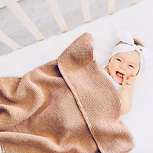 Leyl&Ari Waffle Baby Blanket, 100% Organic Cotton Soft Thin Honeycomb Breathable Summer Thermal for Infant, Newborn, Toddler Crib, Gender Neutral Essential Accessories and Gift, Dusty Rose/White