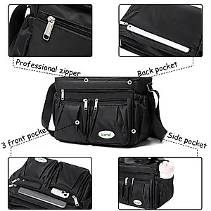 Scorlia Insulated Lunch Bag for Women/Men, Large Leakproof Cooler Box, Reusable Lunch Organizer with Side Pockets, Durable One Shoulder Crossbody Lunch Bag for Work, Picnic, Beach, Black