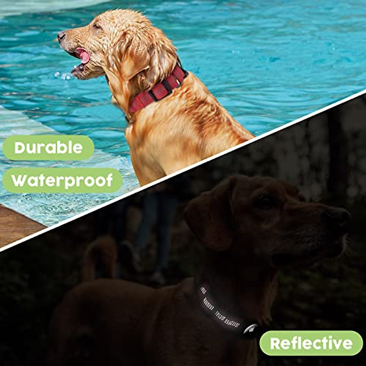 CYFIBYNO 3 Pack AirTag Dog Collar, Reflective Apple Air Tag Dog Collar, Dog Collar with AirTag Holder Adjustable Nylon Air Tag Accessories Pet Collar for Small Medium Large Dogs (Small (12.5"-14"))