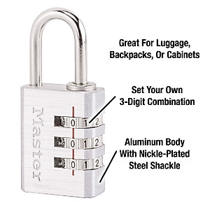 Master Lock 630D Set Your Own Combination Lock, Aluminum, 1-3/16 in. Wide