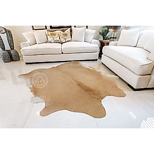 Genuine Palomino Beige and White Cowhide Rug 6 x 7-8 ft. 180 x 240 cm