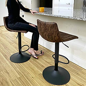 SUPERJARE Bar Stools Set of 4 - Adjustable Barstools with Back and Footrest, Counter Height Bar Chairs for Kitchen, Pub - Retro Brown