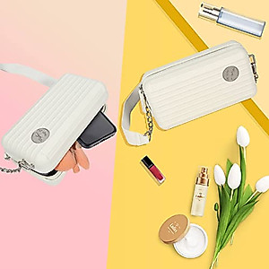 Aestoria Hardshell White Clutch Purses for Women, Adjustable Leather Strap with Light Weight & High Resistance Polycarbonate Clutch Bag, Cross Body White Clutches for Women, Carteras De Mujer