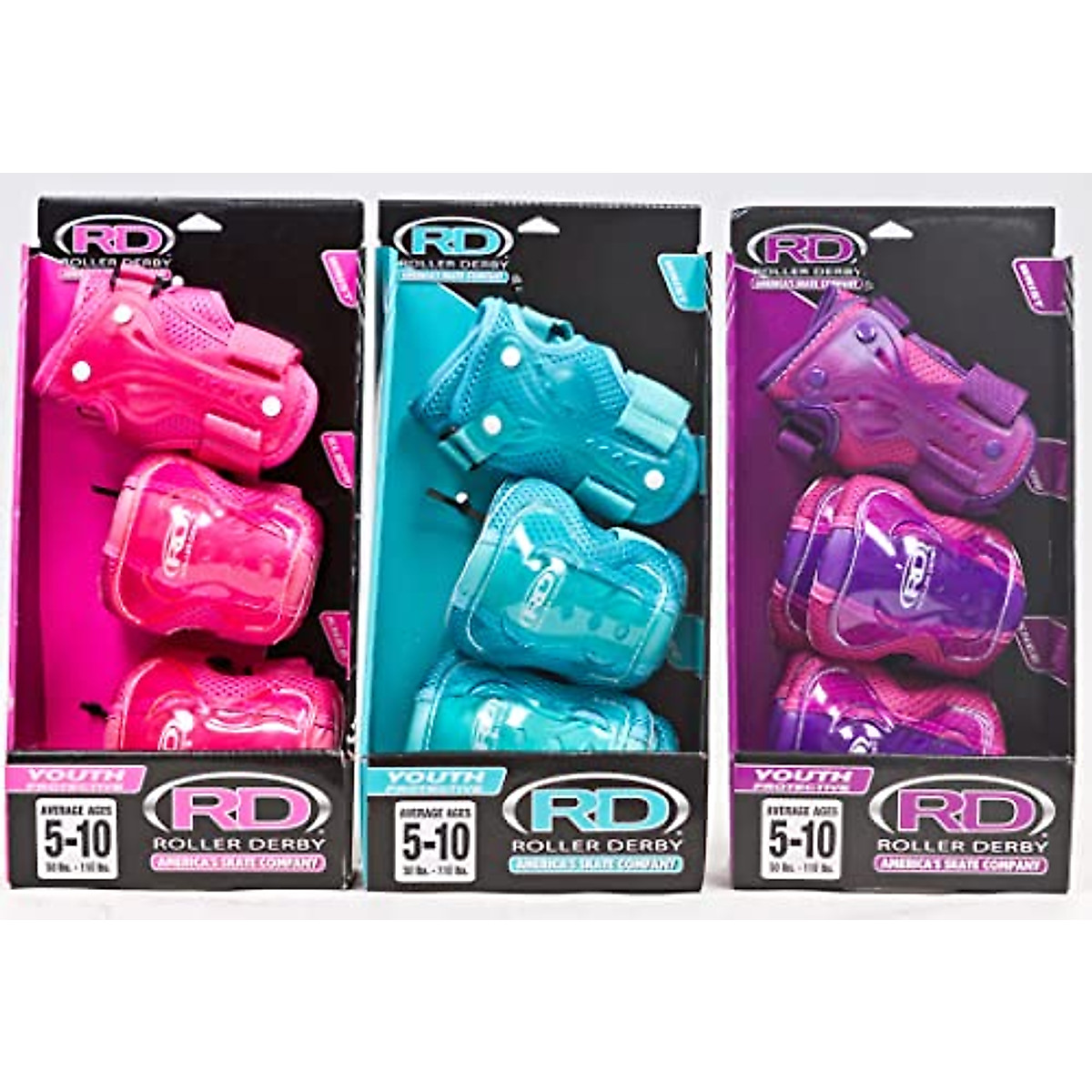 Roller Derby Protective Youth Tri-Pack, Kneepads, Elbow Pads, Wrist Guards