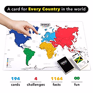 The World Game - Geography Card Game - Educational Games for Kids, Family and Adults - Cool Learning Gift Idea for Teenage Boys & Girls 8-12 with Map
