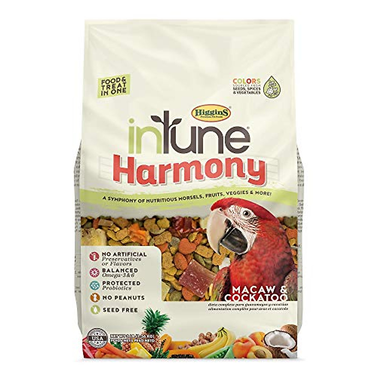 Intune Higgins Harmony Macaw and Cockatoo Food 3Lb, Multicolor (038217)