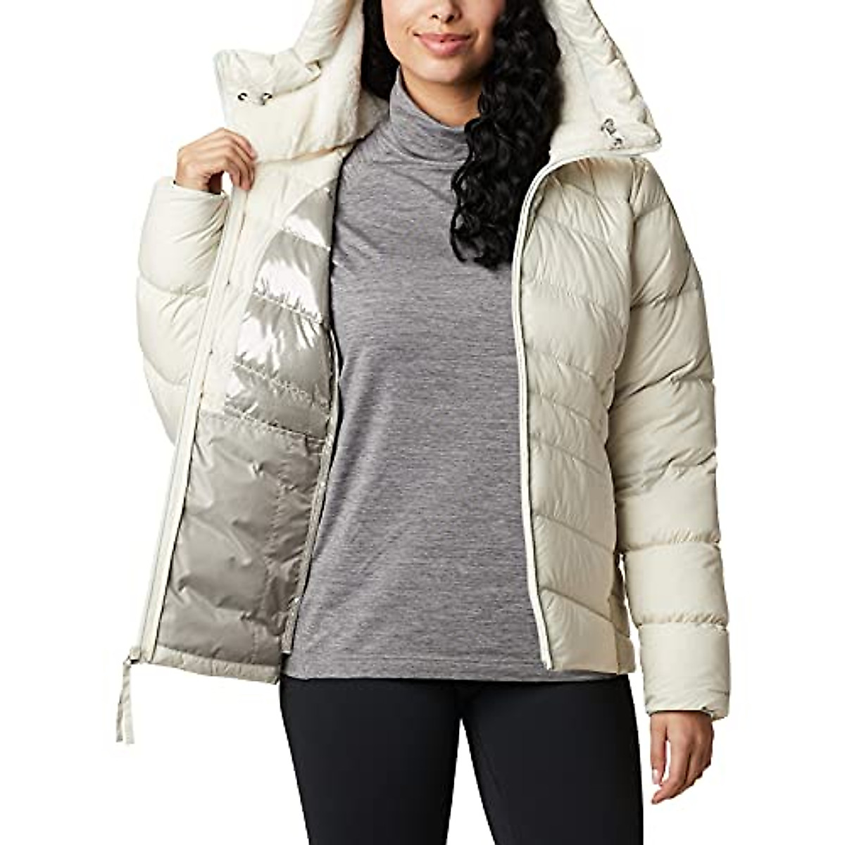 Columbia Women's Autumn Park Down Hooded Jacket, Chalk, Large