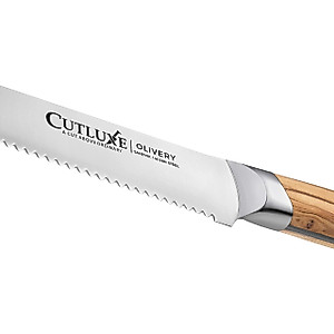 CUTLUXE Bread Knife – 10" Serrated Kitchen Knife – Olive Wood Handle – Full Tang – Olivery Series
