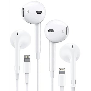 2 Pack iPhone Headphones Wired with Lightning Connector Plug and Play [MFi Certified] Apple Earbuds with Built-in Microphone & Volume Control Earphones for iPhone 14/13/12/SE/11/XR/XS/X/8/7 - All iOS
