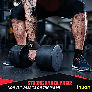 ihuan Lifting Wrist-Straps Gym for Weightlifting - Deadlift Straps for Men and Women | Workout Straps with Hand Straps for Weight Lifting | Deadlifting | Exercise | Training