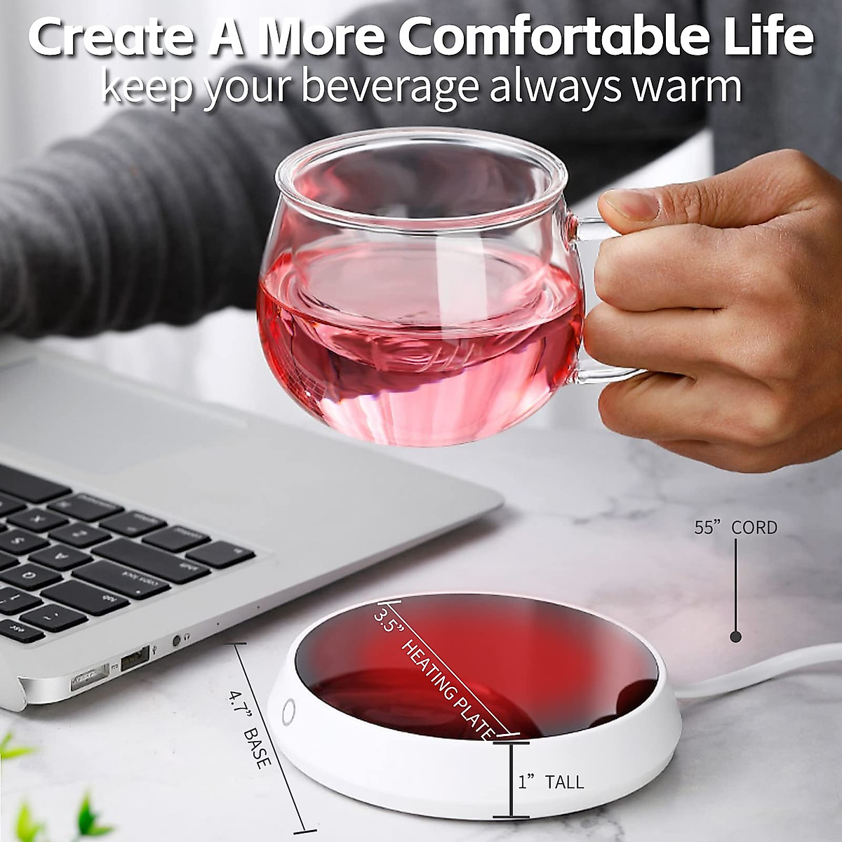 Coffee Mug Warmer, Coffee Warmer for Desk Auto Shut Off, Electric Candle Warmer Plate with 2 Temperature Settings, Mug Heater Candle Wax Cup Warmer for Coffee Milk Beverage Tea Hot Chocolate