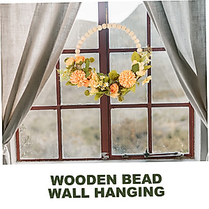 ULDIGI Faux Wood Bead Garland Green Wreath Artificial Wreath Wall Stickers& Murals Table Wreath Garland Fall Front Door Wreaths Eucalyptus Hoop Wreath Plastic Wedding Bride Lamb