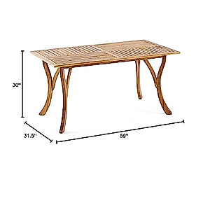 Christopher Knight Home Hermosa Acacia Wood Rectangular Table, Teak Finish