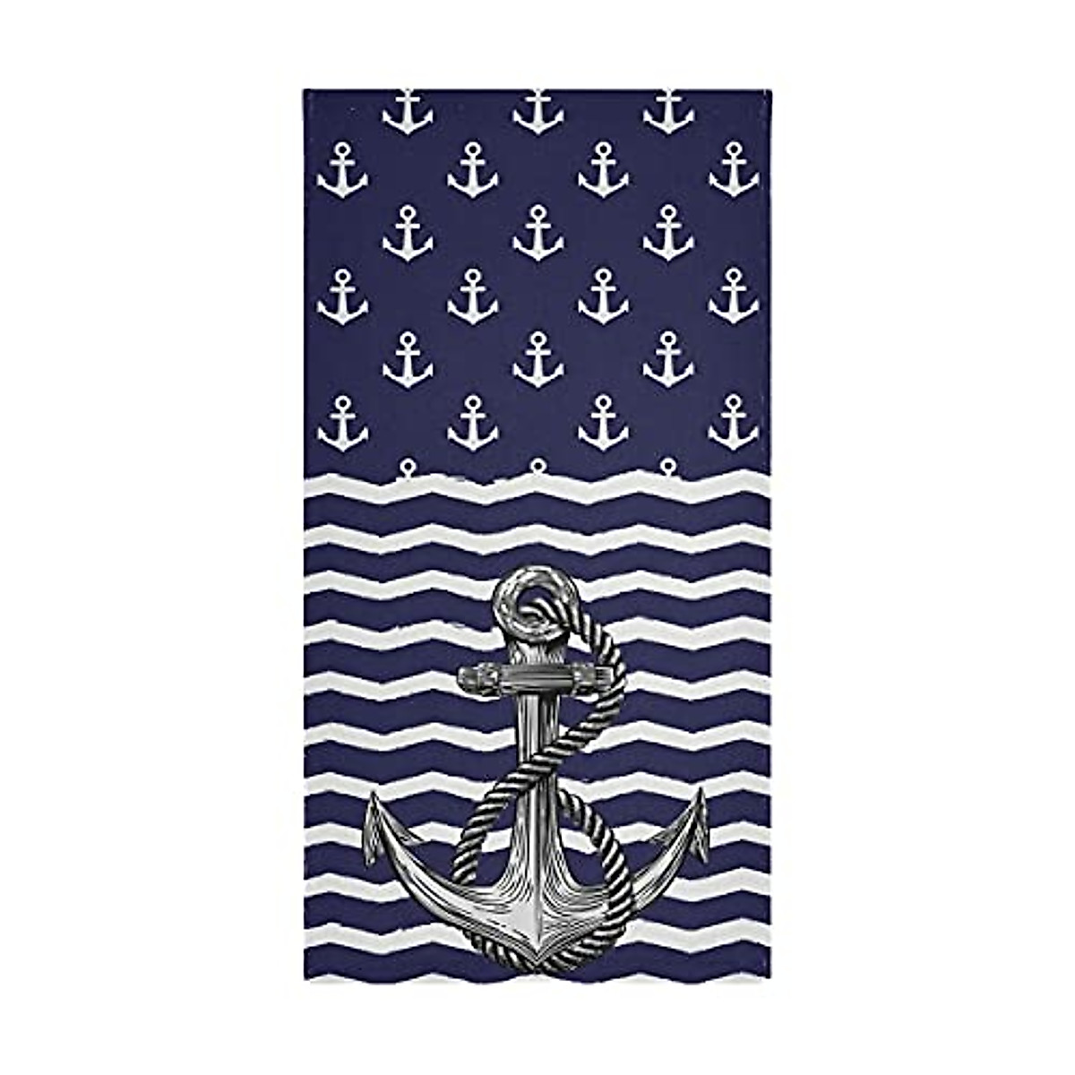 Anchor Bath Hand Towel 2 Pcs Absorbent Nautical White Stripe Hand Towels Sea Anchors Navy Blue Face Towel Soft Breathable Anchor Fingertip Towel for Bathroom Kitchen Hotel Spa Decor Gift 28.3x14.4in