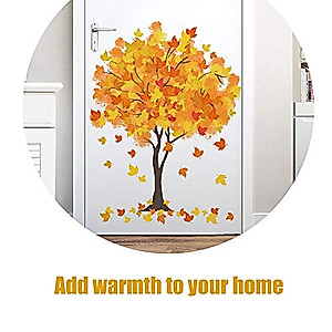 Tree Wall Stickers,Leaf Wall Stickers Fall Maple Leaf Stickers Felt Fall Tree Decals Autumn Maple Leaf Decors Window Sticker Wall Decals for Kids Bedroom Living Room Nursery Rooms