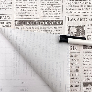 Yifely Old Fashion Newspaper Furniture Paper Adhesive Shelf Liner Locker Sticker 17.7 Inch by 9.8 Feet