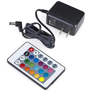 Displays2go Illuminated LED Pub Table Set w/ 2 Cube Stools, 16 Color Options - White (FDLEDSET2)